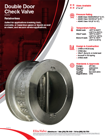 Retainerless Double Door Check Valve - Elite Valve